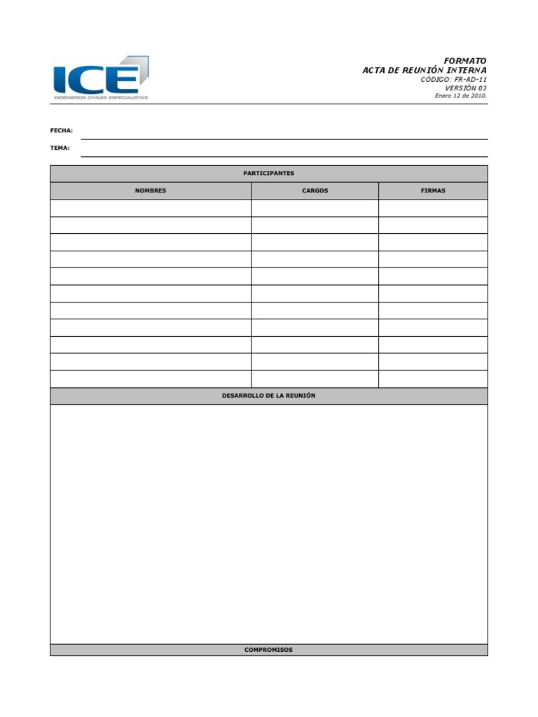 Acta de Reunion Interna | PDF