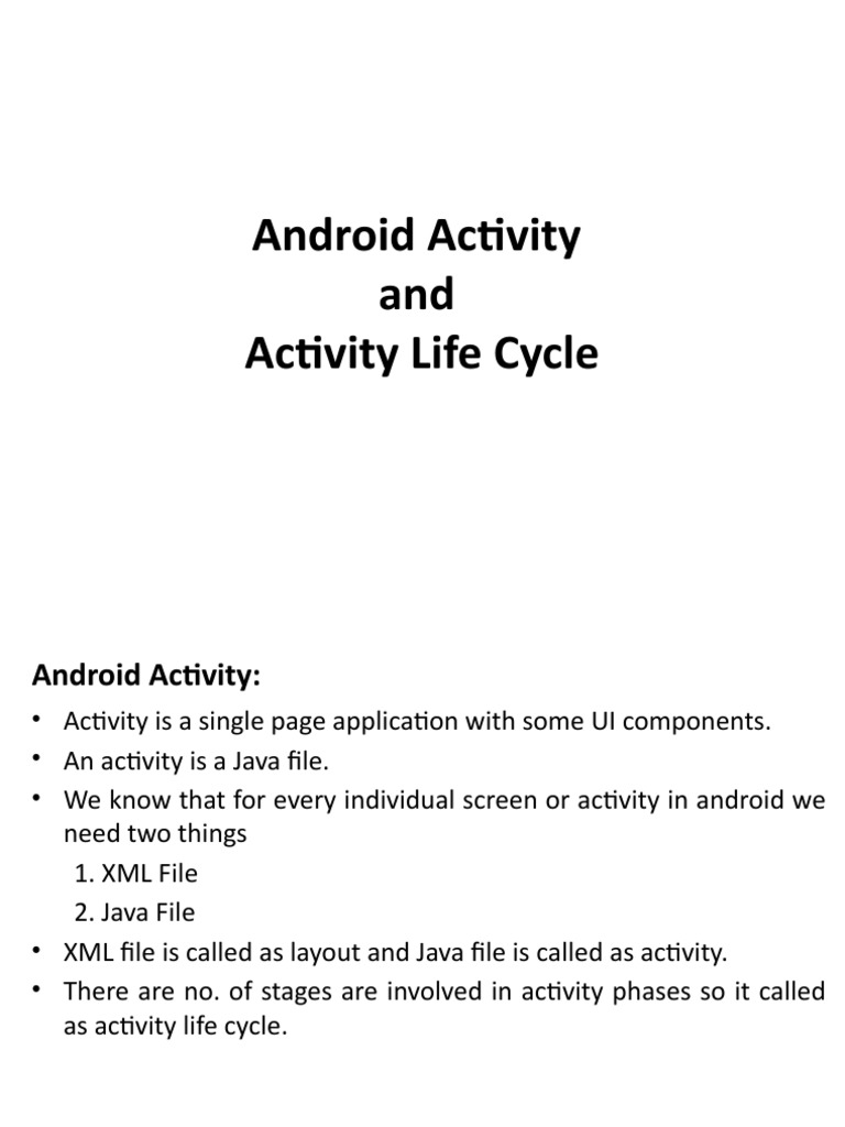 Activity Life Cycle Pdf Android Operating System Java Programming Language