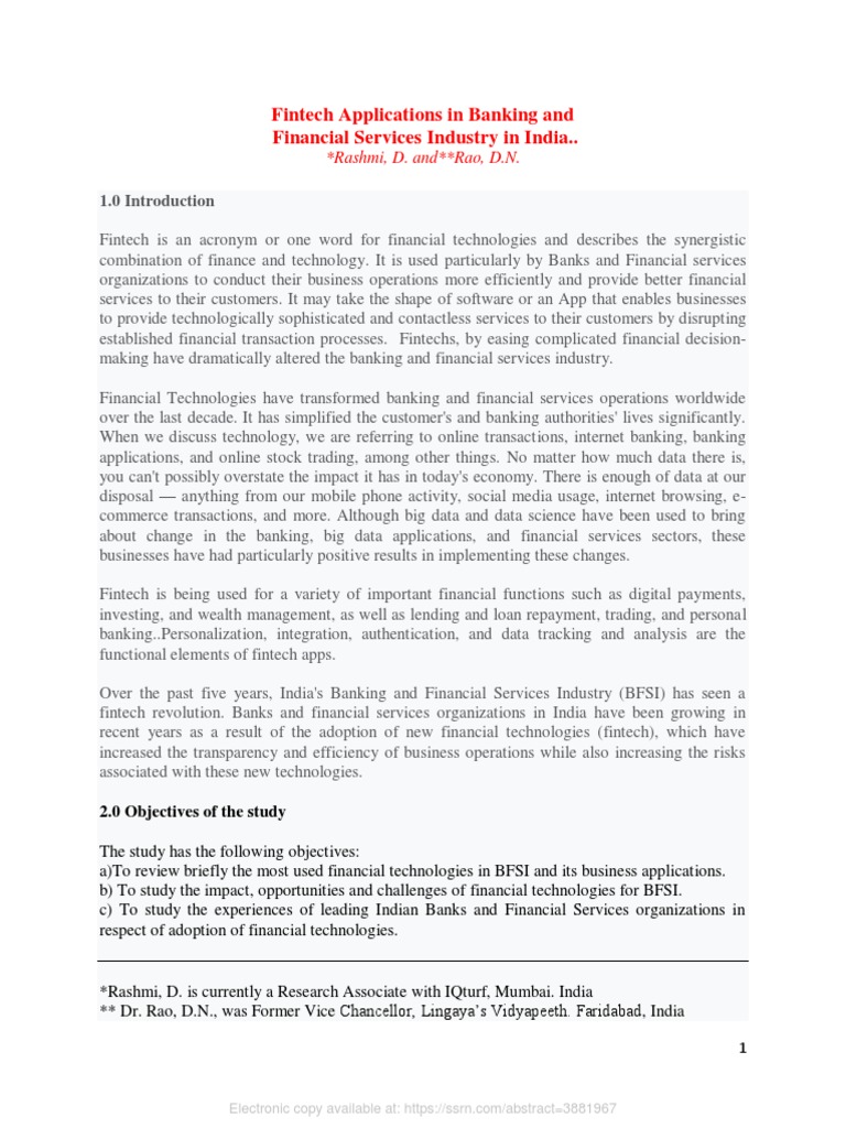 Fintech Applications in Banking | PDF | Finance & Money Management ...