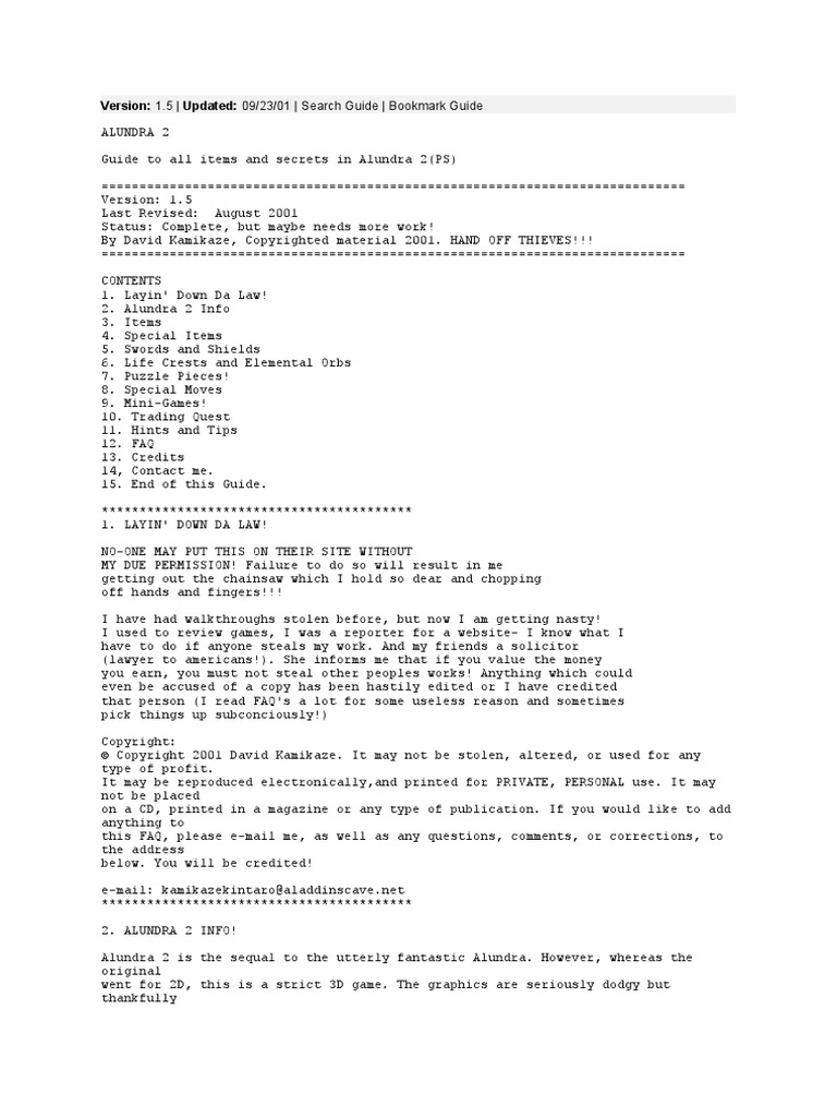 Alundra 2 Items | PDF