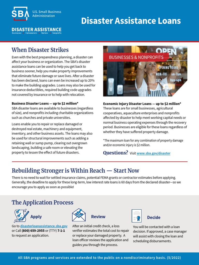 Sba Disaster Assistance Loans Business e | PDF | Small Business ...