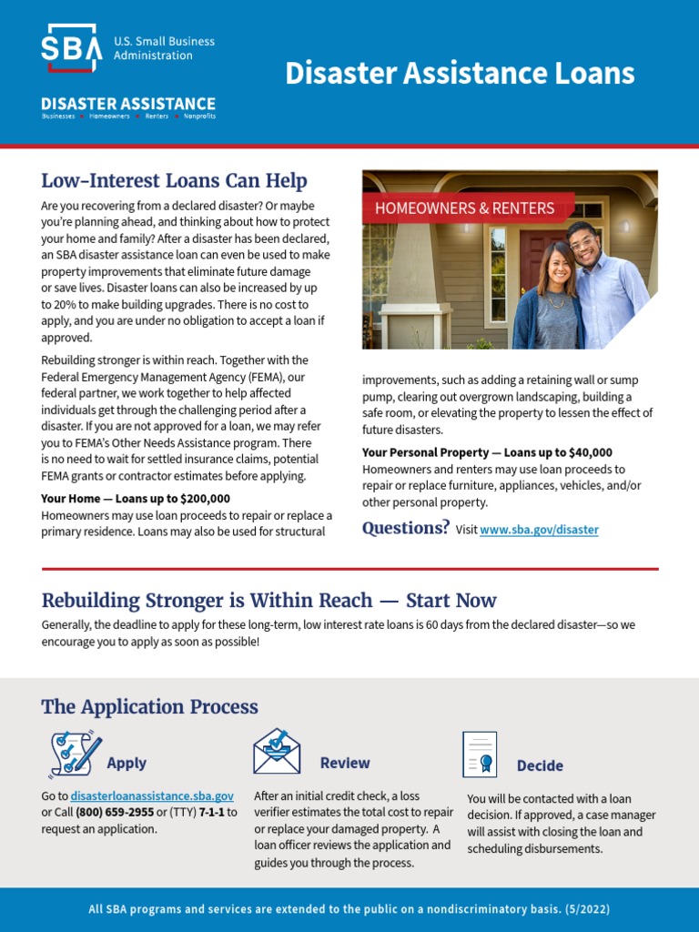 Sba Disaster Assistance Loans Homeowner | PDF | Federal Emergency ...
