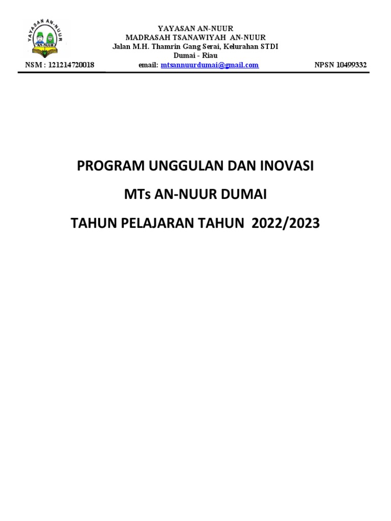 Program Unggulan Madrasah | PDF