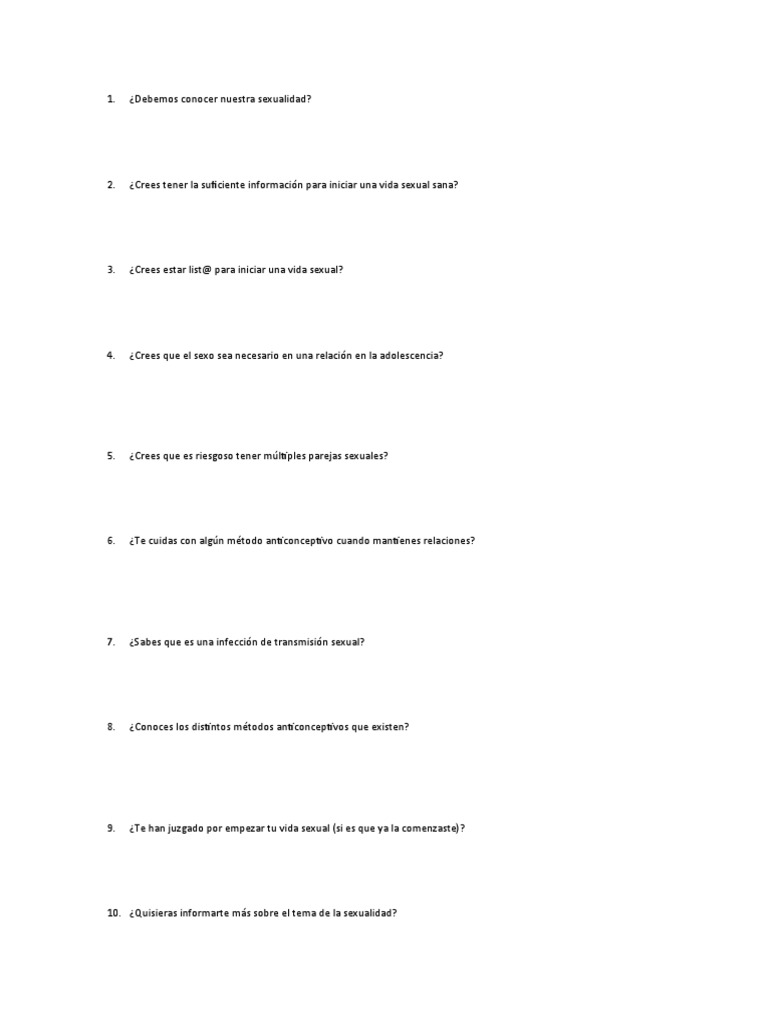Cuestionario Sexualidad | PDF