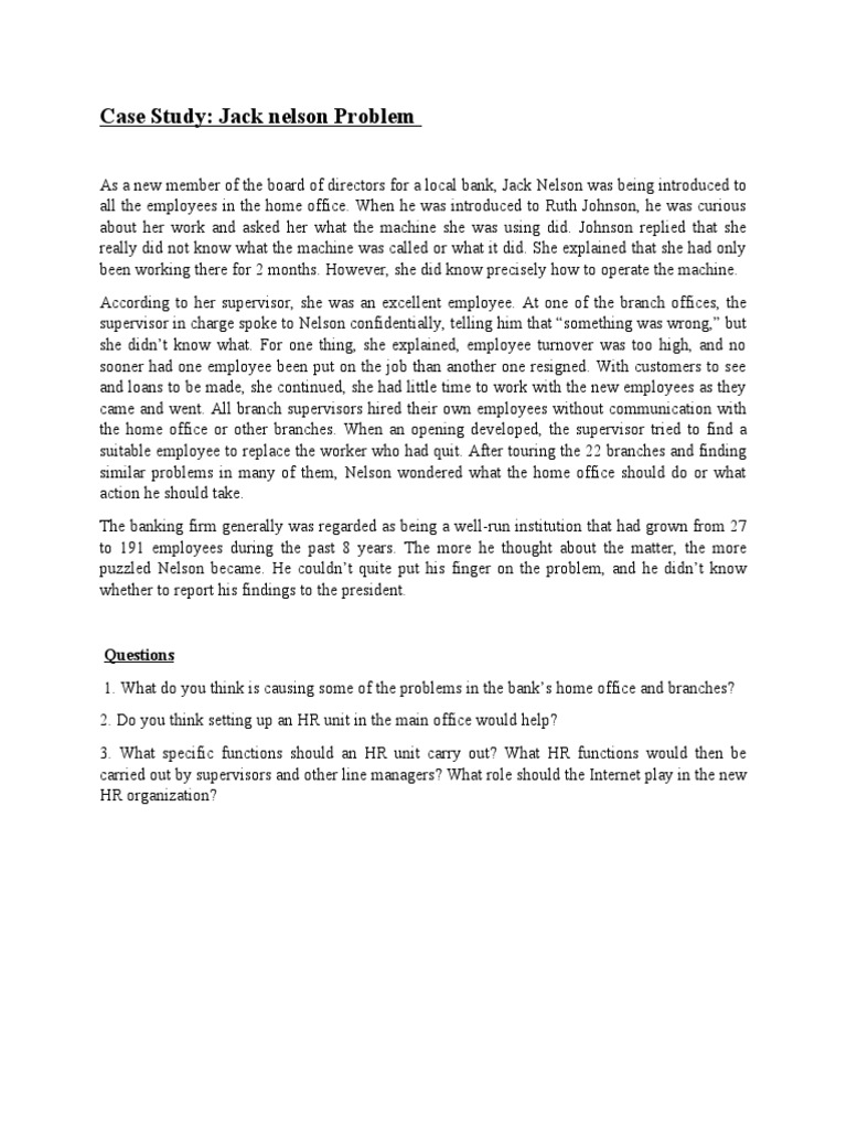 Jack Nelson Problem Case Study | PDF | Employment | Economies