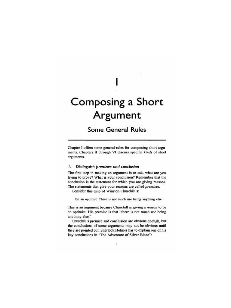 Composing A Short Argument, Some General Rules, 2000-Weston-I-Regras ...