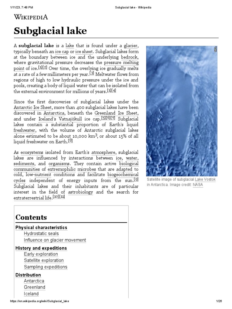 Subglacial Lake | PDF | Nature | Hydrology