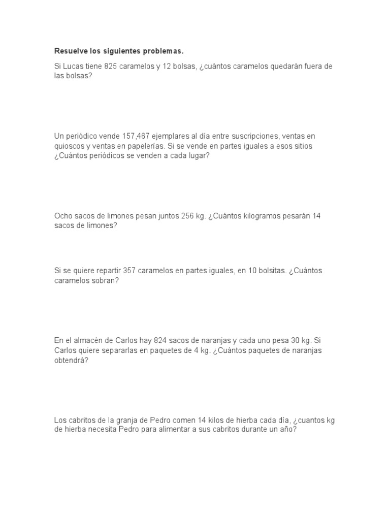 Problemas de Division y Multiplicacion | PDF