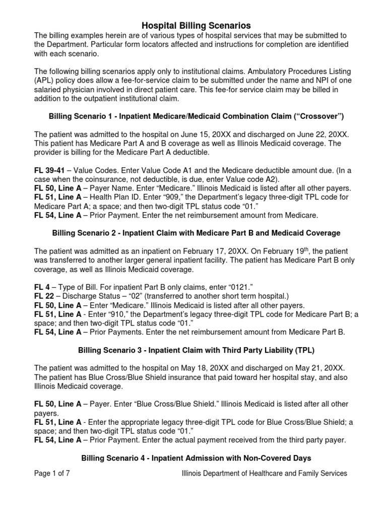 Hospital Billing Scenarios Guide | PDF | Medicare (United States) | Patient