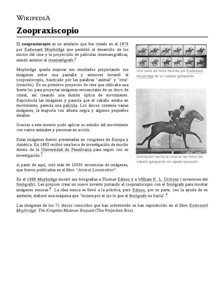 Zoopraxiscopio | PDF | Medios de almacenamiento | Cine