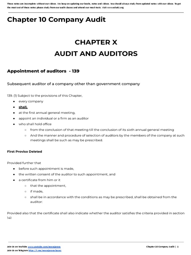 CH - 10 - Company Audit | PDF | Audit Committee | Accountant