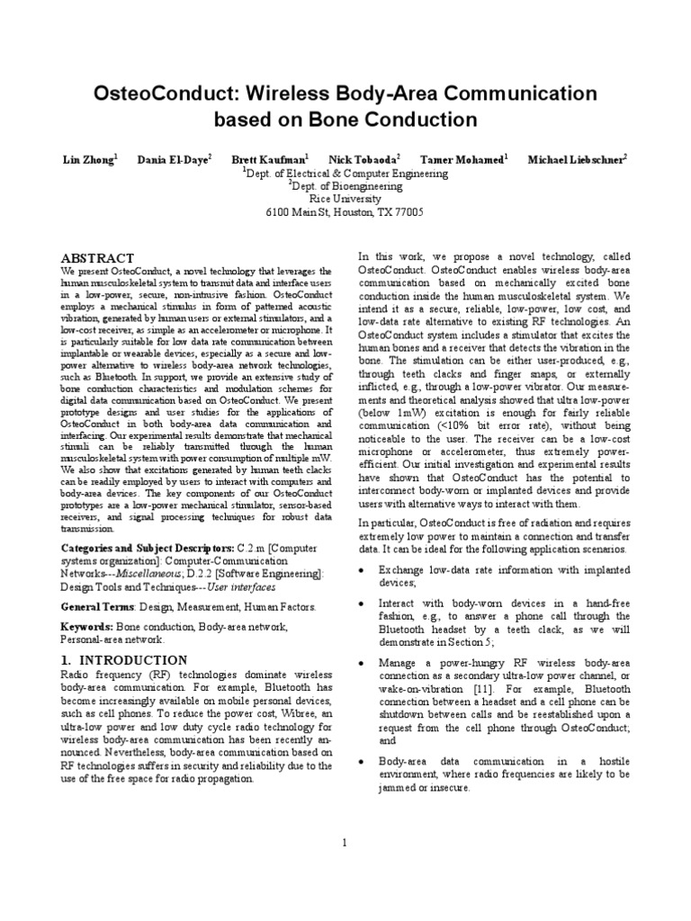 Osteoconduct: Wireless Body-Area Communication Based On Bone Conduction ...