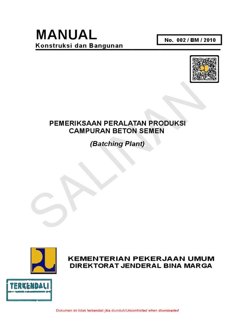 Manual Pemeriksaan Batching Plant | PDF | Komputer | Teknologi & Rekayasa