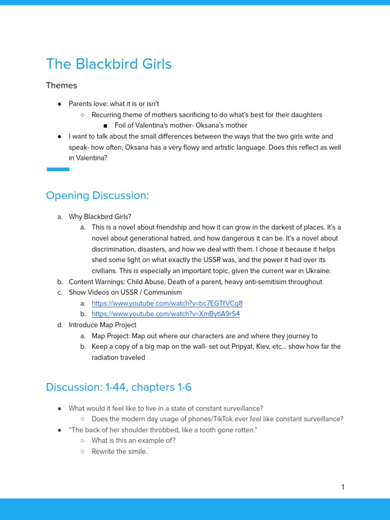 The Blackbird Girls Guide | PDF