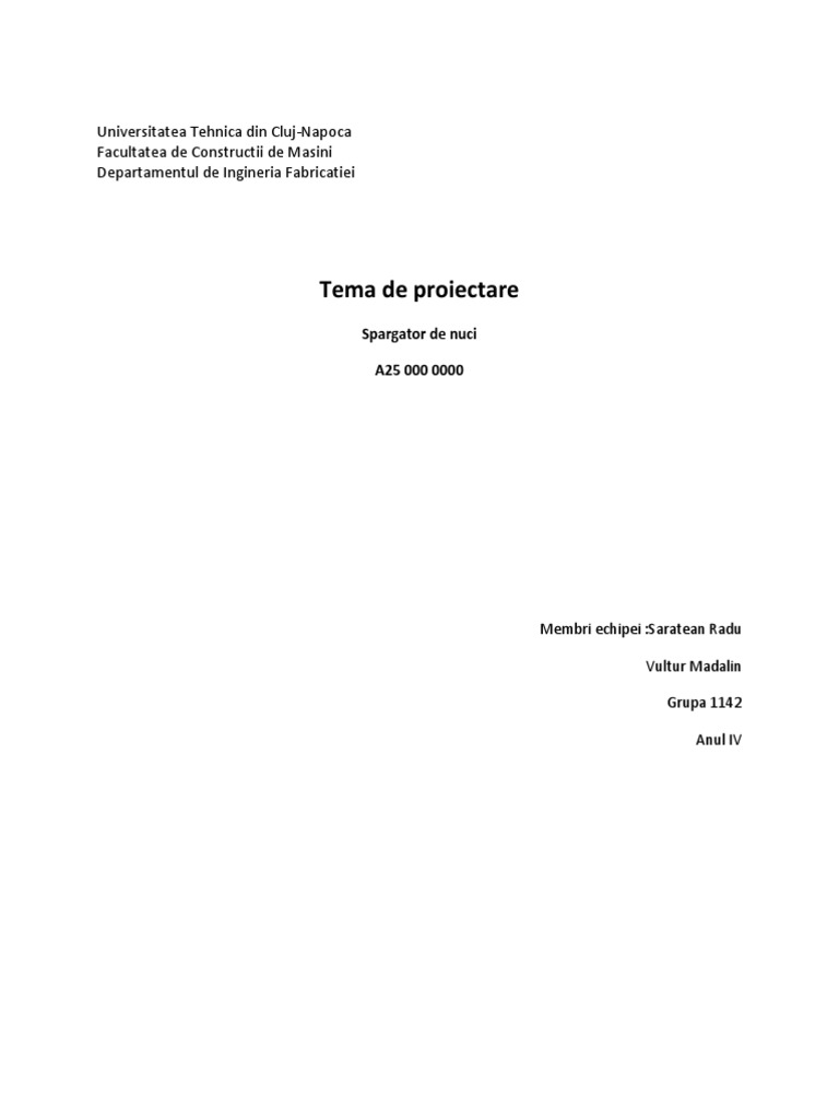 Tema de Proiectare | PDF