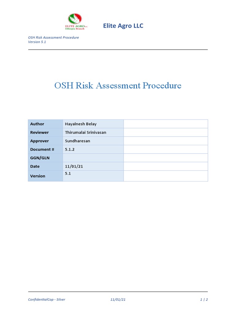 2 OSH Risk Assesment Procedure | PDF