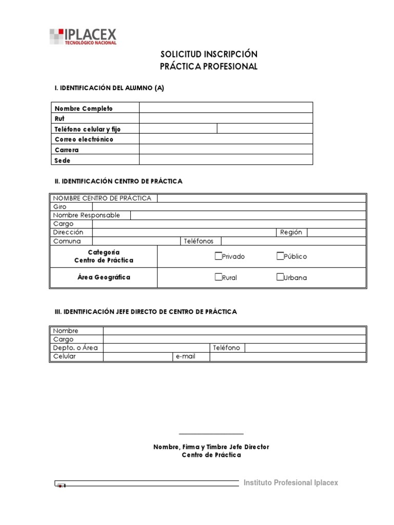 Formulario de Inscripción Práctica | PDF