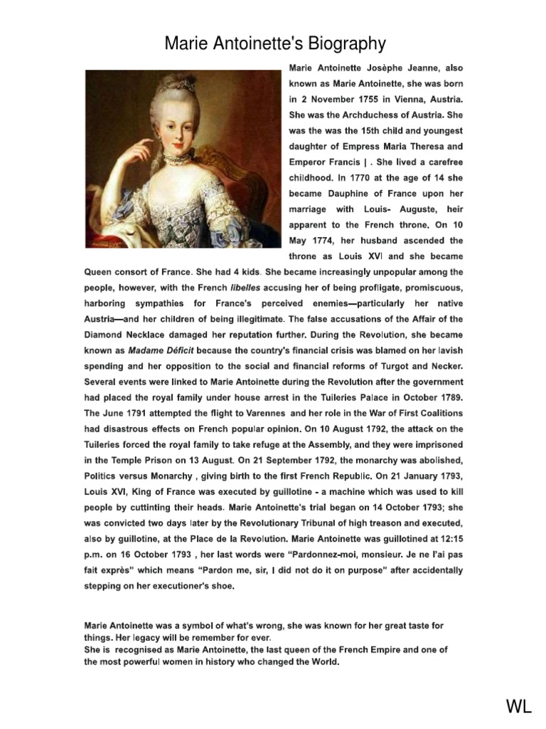 Marie Antoinette S Biography Pdf