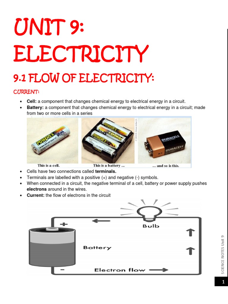 Unit 9 Electricity | PDF | Electric Current | Electrical Conductor