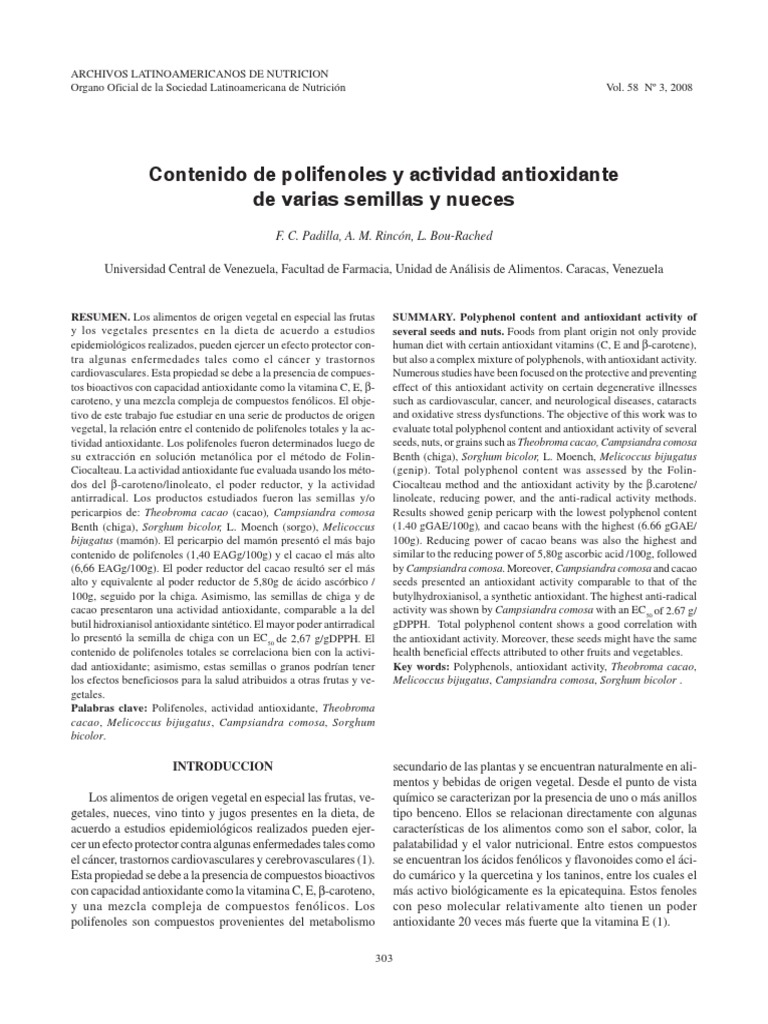 Contenido de Polifenoles y Actividad Antioxidante | PDF | Sustancias ...