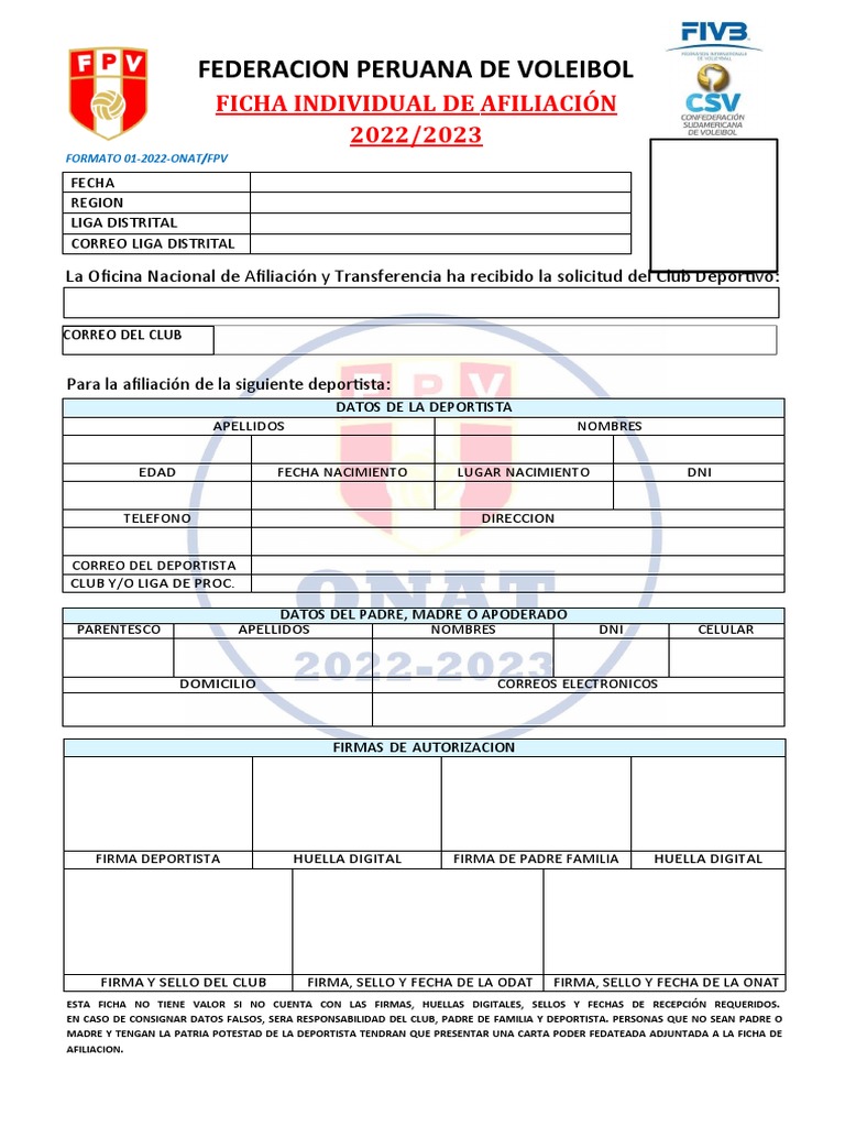 Onat 01 Ficha de Afiliación | PDF