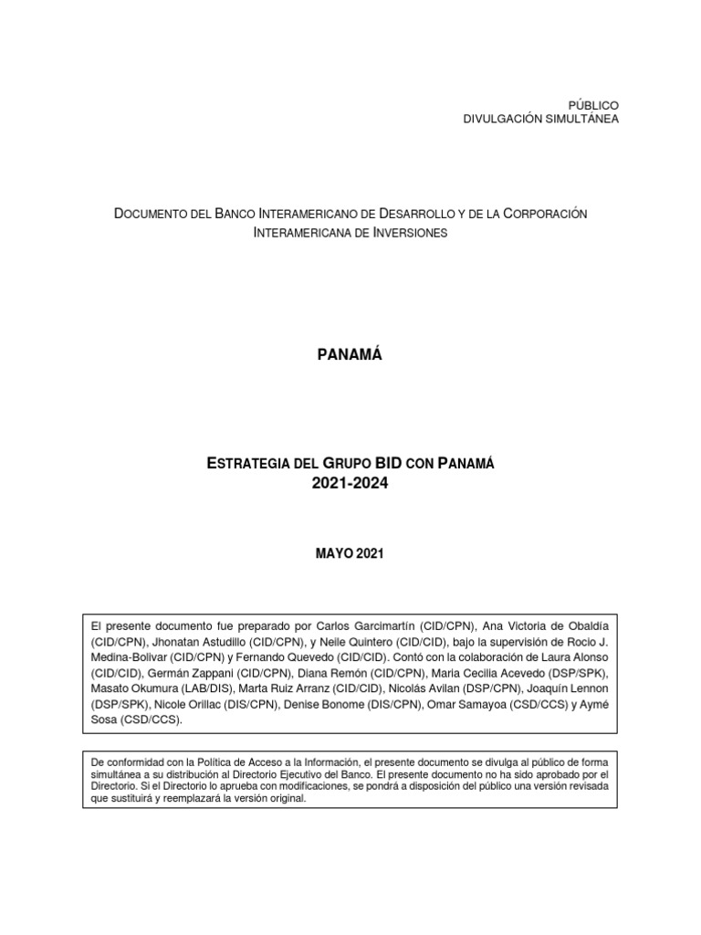 Estrategia BID-Panamá 2021-2024 | PDF | Pequeñas y medianas empresas ...