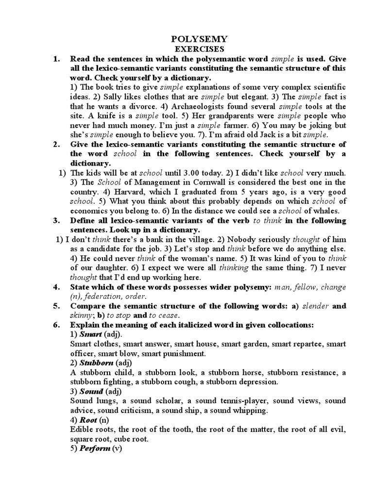 Polysemy: School. 5) What You Think About This Probably Depends On ...