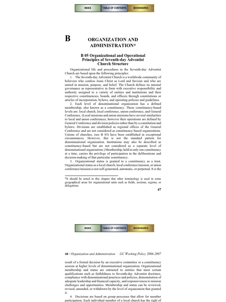 Organization and Administration | PDF | Seventh Day Adventist Church ...