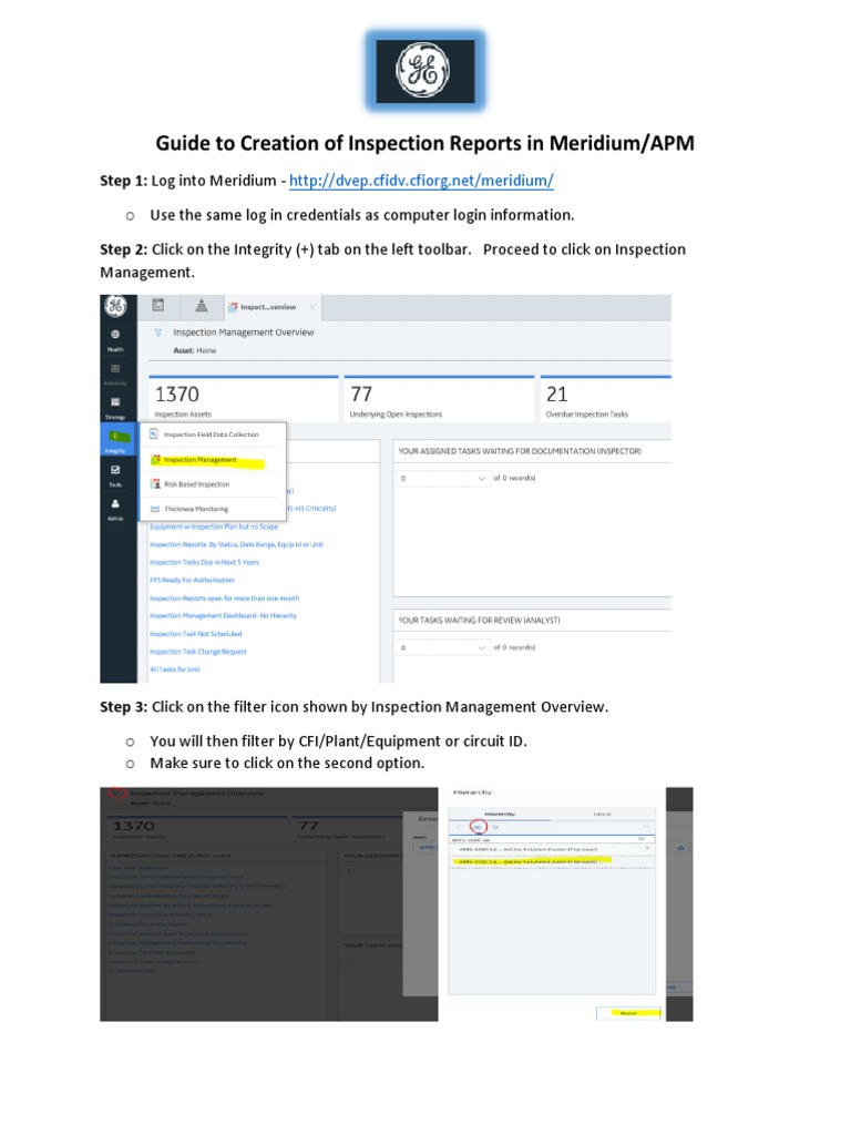 #Guide To Creation of Inspection Reports in Meridium | PDF | Document ...