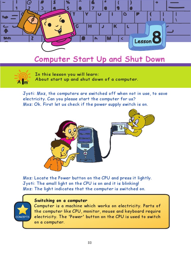 Computer Start Up and Shut Down: Lesson | PDF | User (Computing) | Password