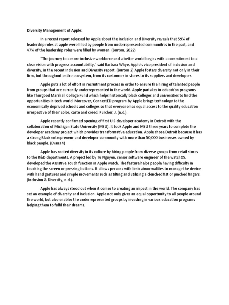 Diversity Management of Apple | PDF | Apple Inc. | Business