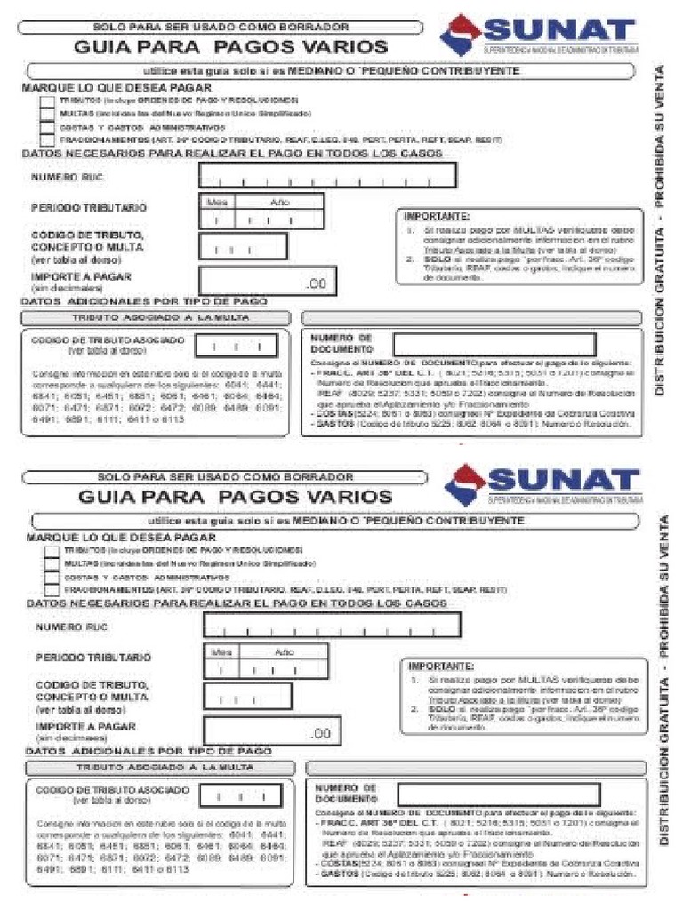 Guia Pago Varios-Sunat | PDF