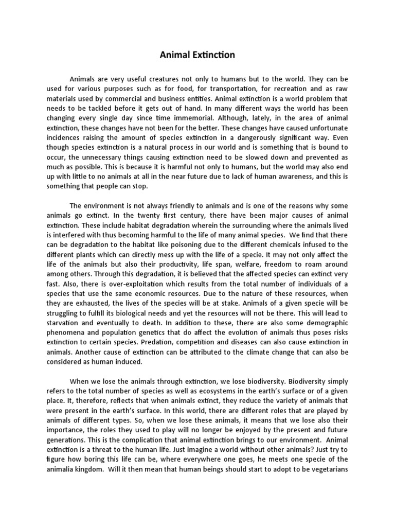 Informative Essay About Animal Extinction | PDF | Extinction | Life