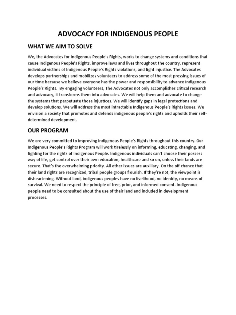 Advocacy For Indigenous People | PDF