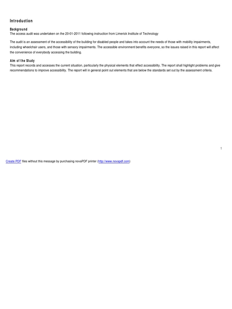 Access Audit | PDF | Accessibility | Parking Lot