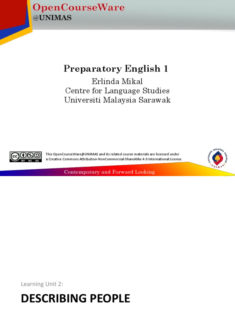 OCW LU2 Describing People | PDF | Adjective | Language Mechanics