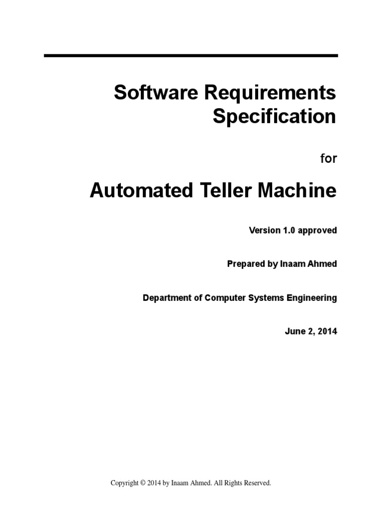 Atm Srs Pdf Automated Teller Machine Personal Identification Number