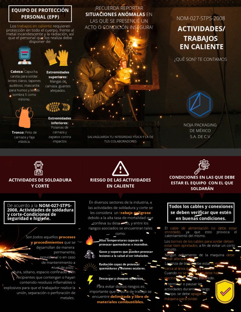 Triptico Nom-027-Stps-2008-Noja Packaging | PDF | Soldadura | Construcción