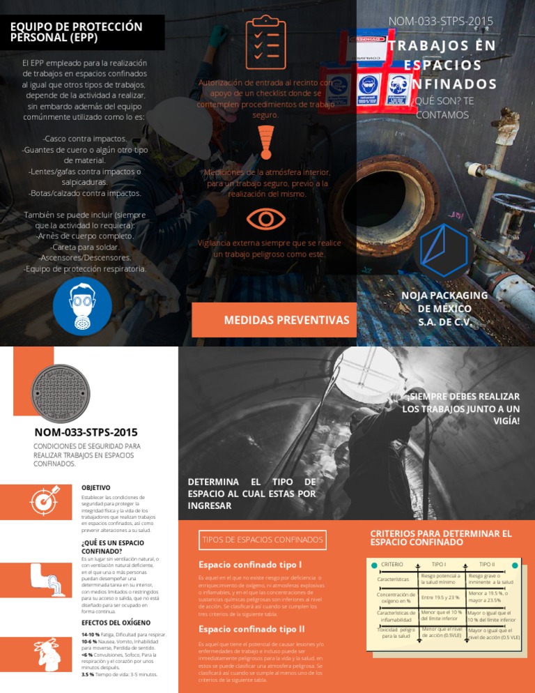 Triptico Nom-033-Stps-2015-Noja Packaging | PDF | Oxígeno | Ciencias de ...
