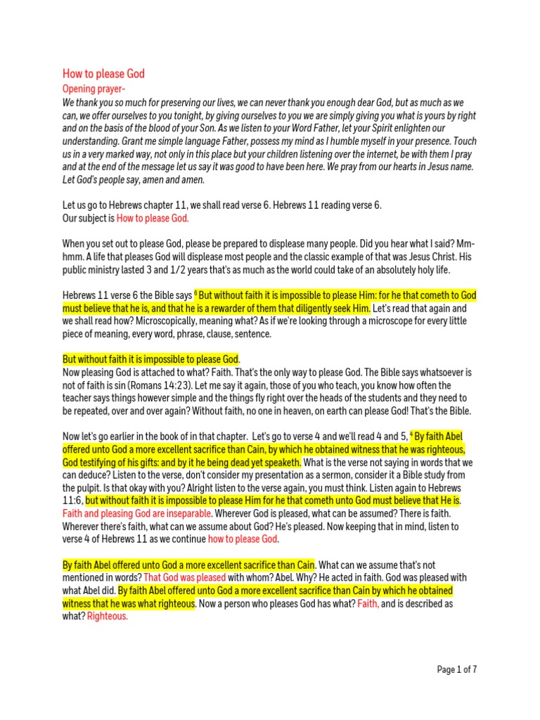 How To Please God | PDF | Cain And Abel | Jesus