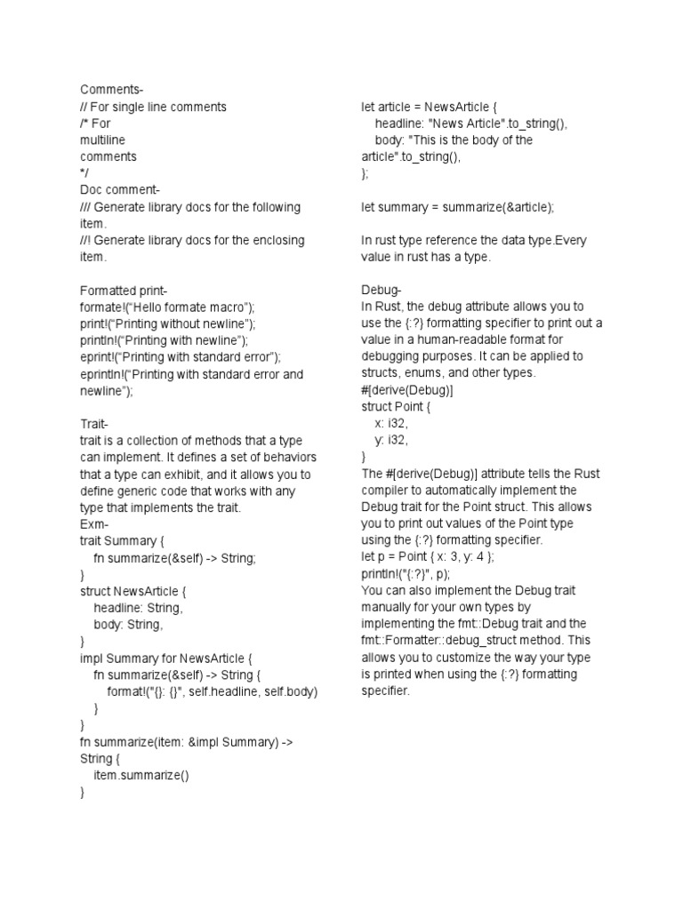 Rust Cheat Sheet | PDF | Control Flow | Programming Paradigms