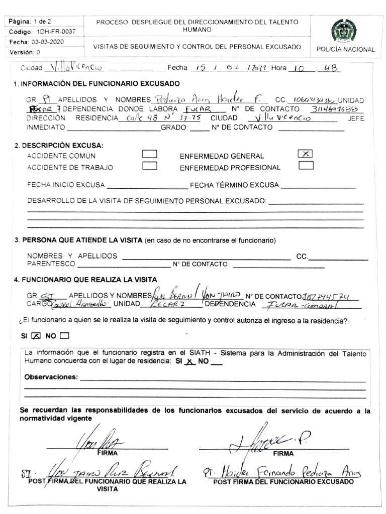 Visita Personal Excusado | PDF