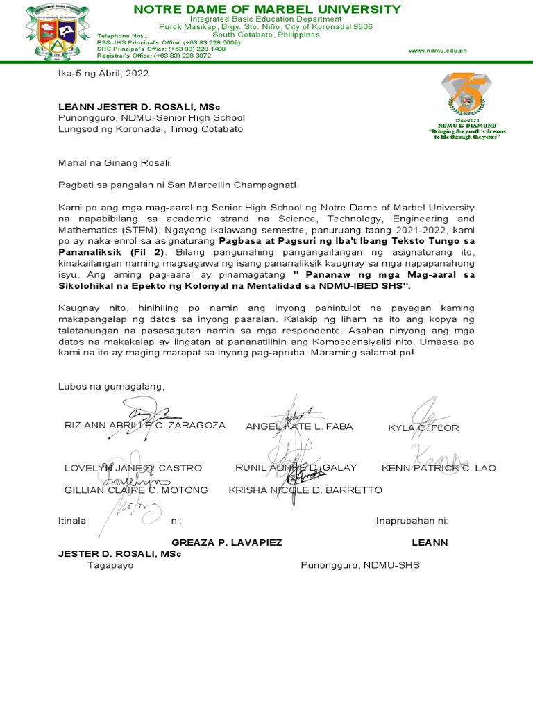 Letter For Approval Template | PDF