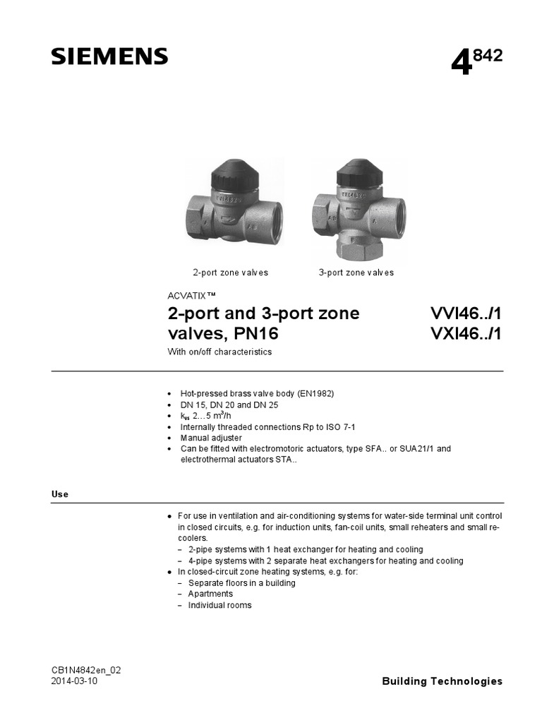 Simens - 2 - 3 Port Zone Valves pn16 | PDF | Valve | Mechanical Engineering