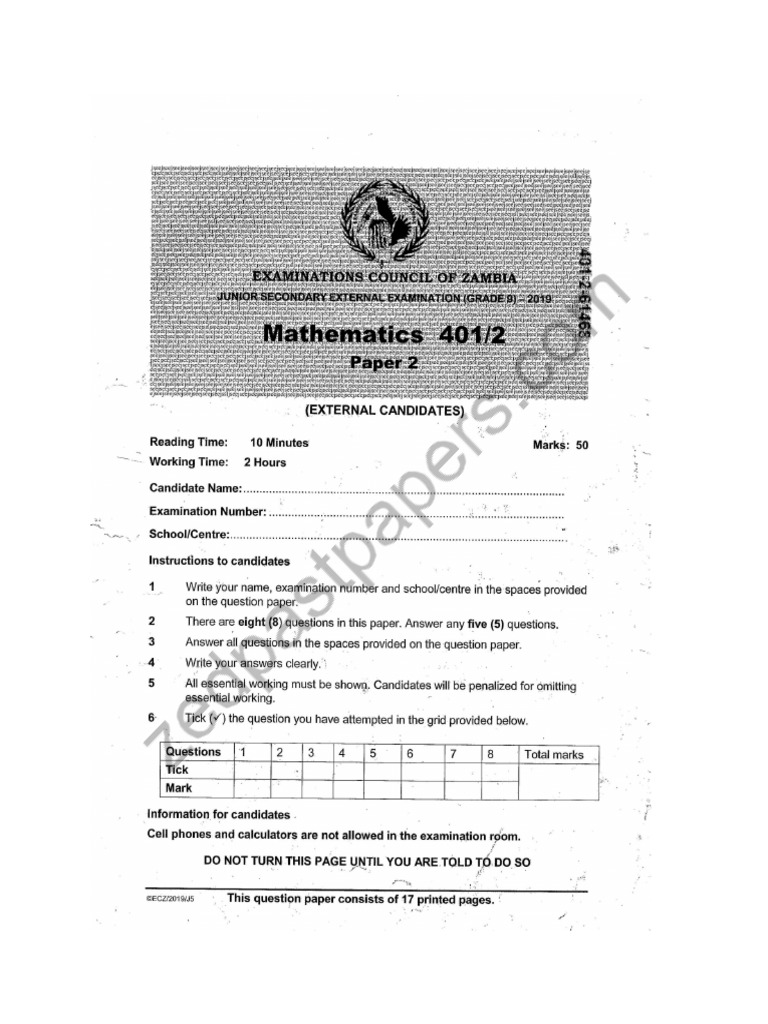 2019 G9 External P2 Math | PDF