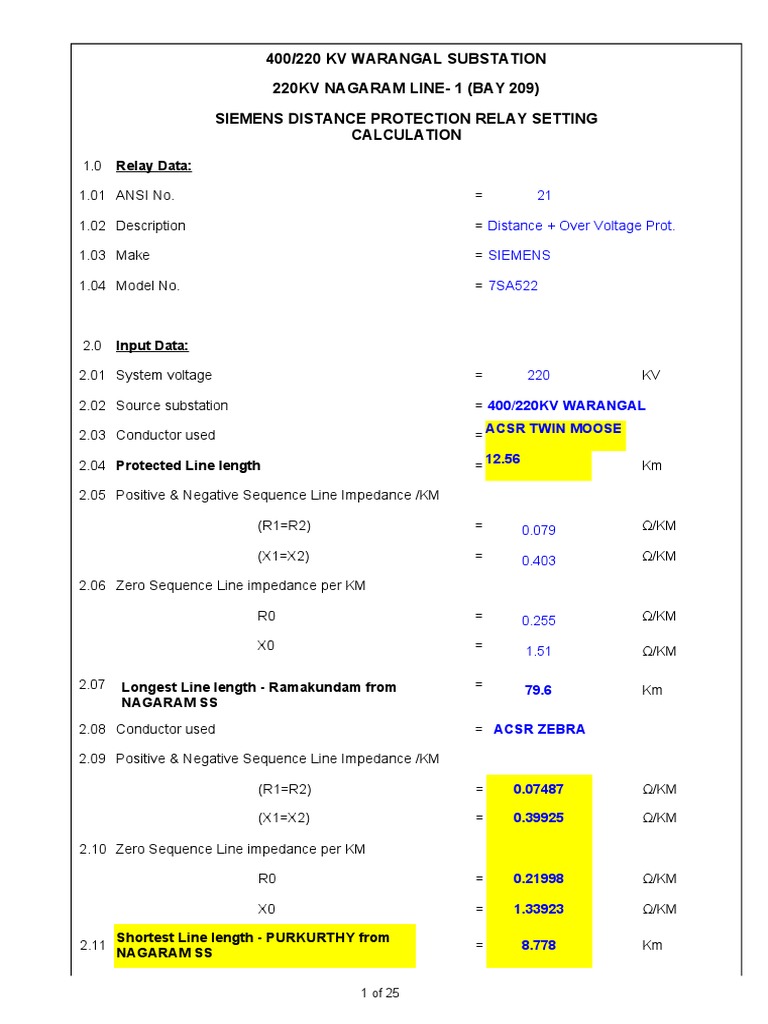 Distance Protection Settings for 220KV Line | PDF | Electrical ...