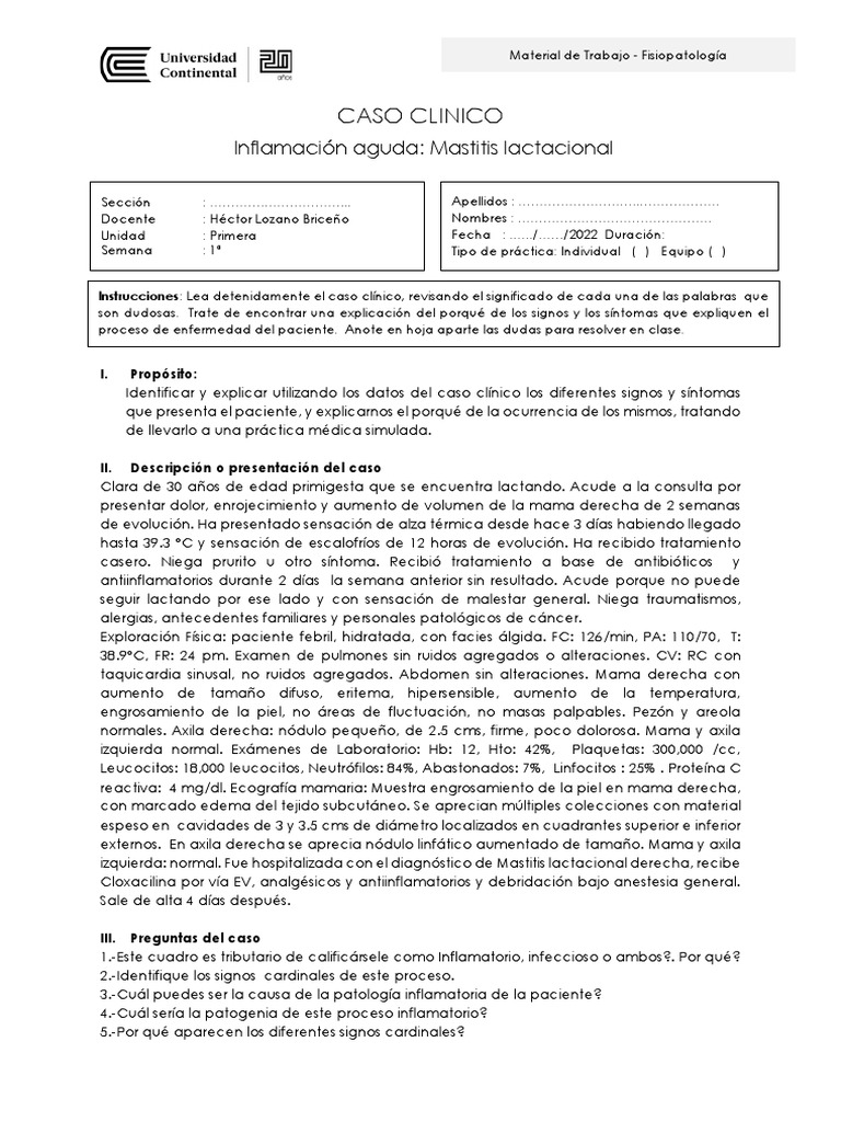 CC Inflamacion Aguda Mastitis | PDF | Pecho | Inflamación