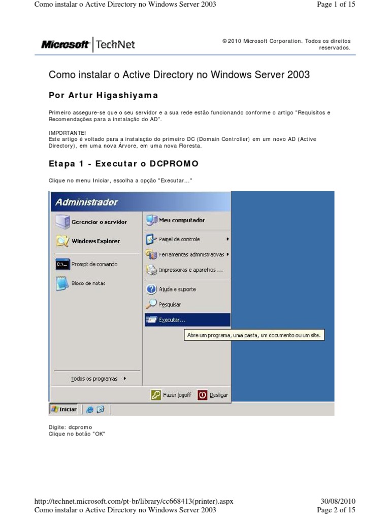 Como Instalar O Active Directory No Windows Server 2003 Pdf