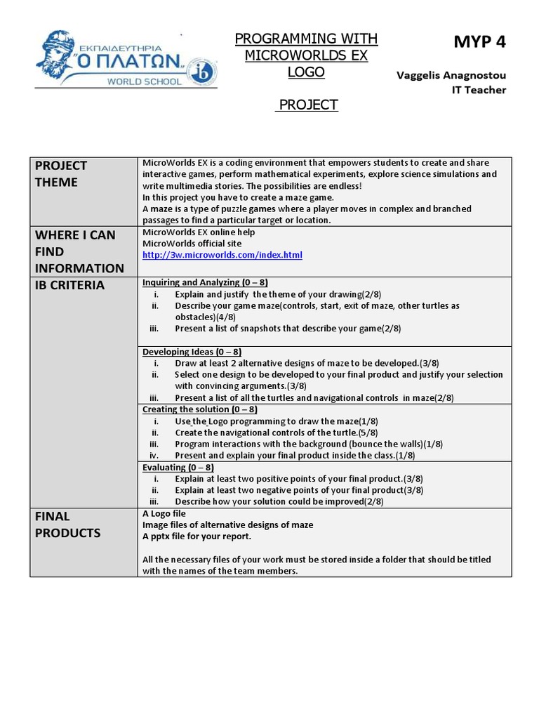 MYP 4 Maze Game Coding Project | PDF | Maze | Cognition