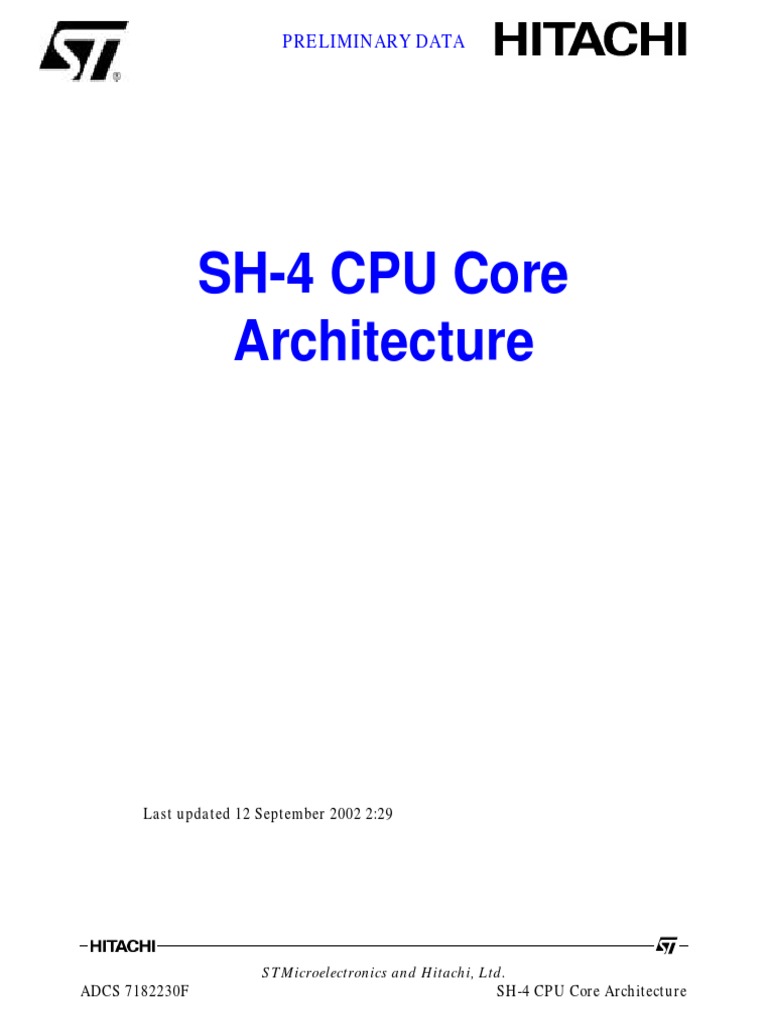 Cd00147165 SH 4 32 Bit Cpu Core Architecture Stmicroelectronics | PDF ...